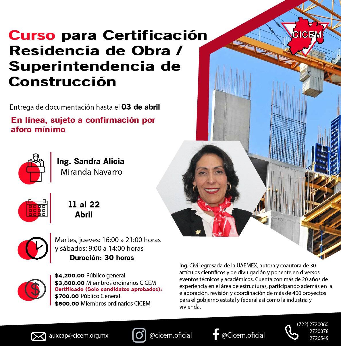 Curso para Certificación Residencia de Obra / Superintendencia de ...